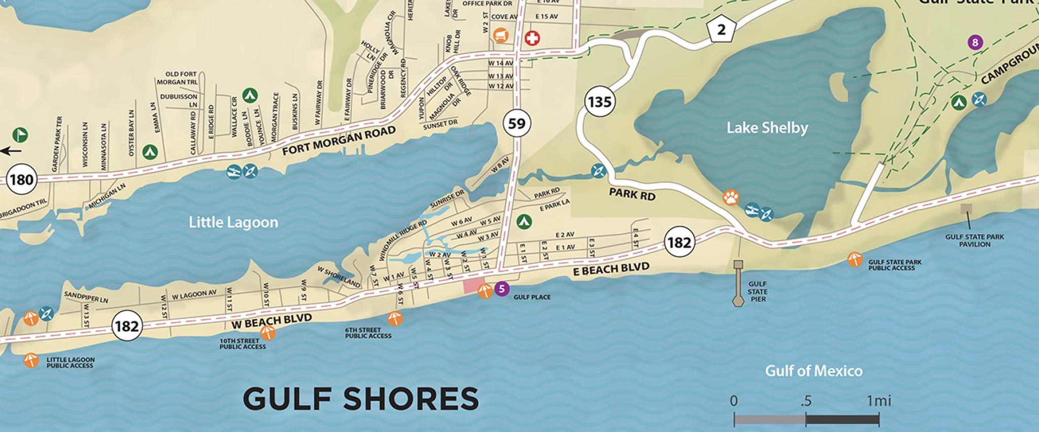 Map Of Gulf Shores And Orange Beach Alabama Printable Online